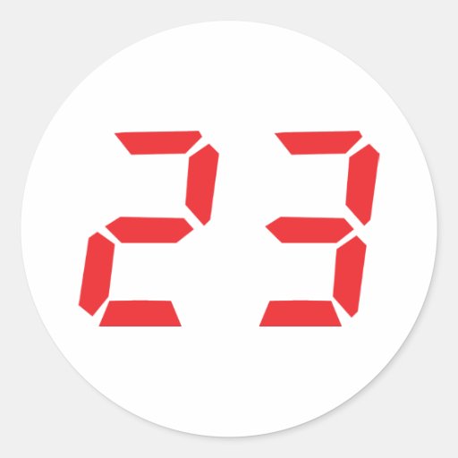 23 twenty-three red alarm clock digital number stickers | Zazzle