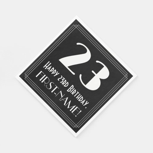 23rd Birthday ~ Art Deco Inspired Look "23", Name Napkins | Zazzle