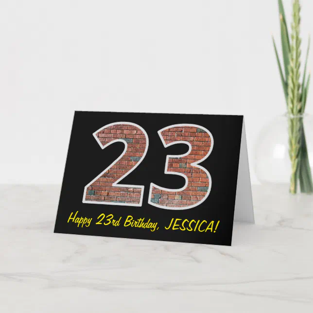23rd Birthday - Brick Wall Pattern "23" w/ Name Card | Zazzle