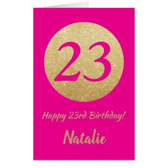 23rd Birthday Hot Pink and Gold Extra Large Jumbo Card | Zazzle