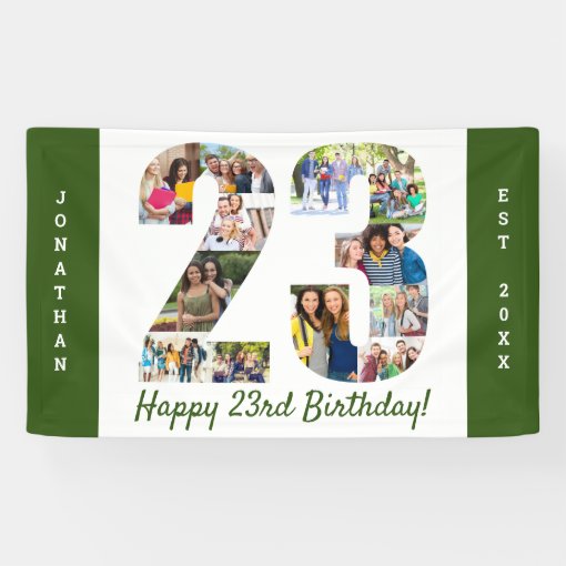 23rd Birthday Party Number 23 Photo Collage Banner | Zazzle