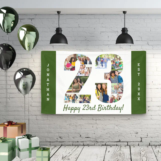 23rd Birthday Party Number 23 Photo Collage Banner | Zazzle