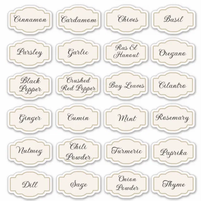 24 kitchen herbs and spices pantry labels stickers | Zazzle
