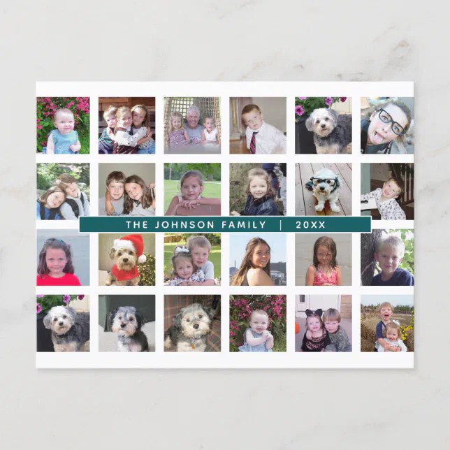 24 Photo Template Collage with Custom Text Postcard | Zazzle