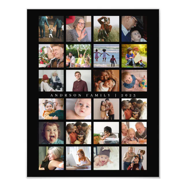 24 Photo Template Collage with Custom Text Poster | Zazzle
