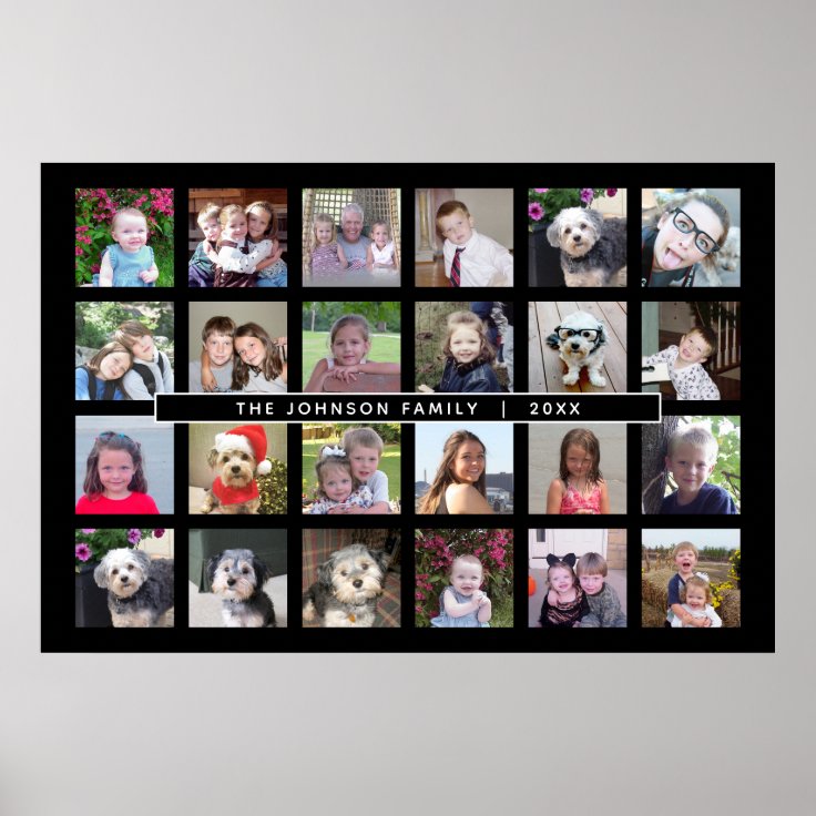 24 Photo Template Collage with Custom Text Poster | Zazzle