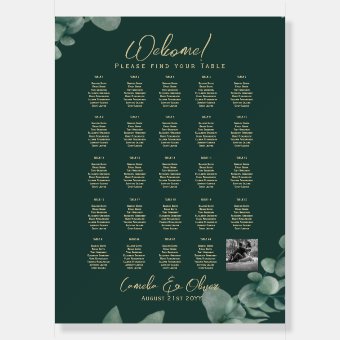 24 Table Seating Chart with Names, PHOTO Welcome Foam Board | Zazzle