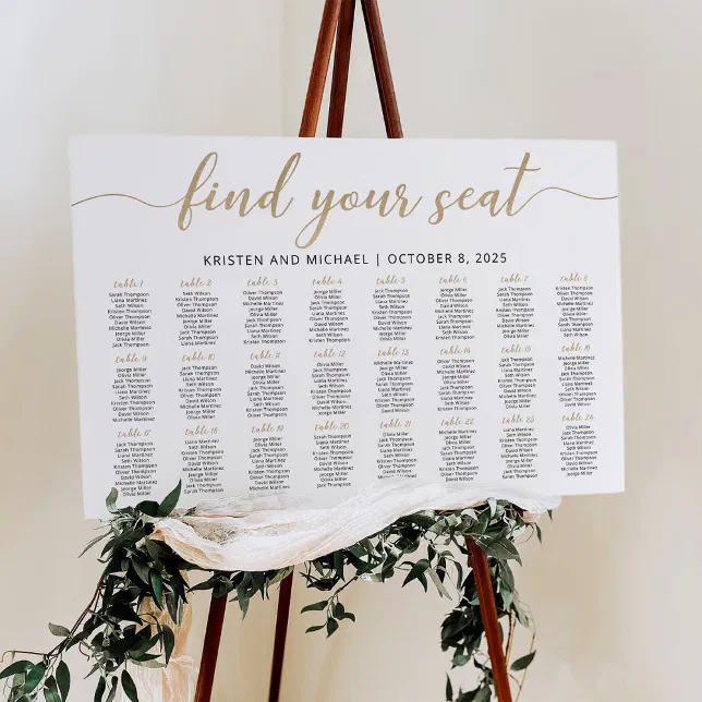 24 Tables Find Your Seat Seating Chart Plan | Zazzle