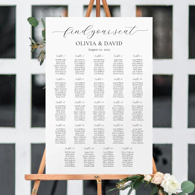 24 Tables Simple Find Your Seat Seating Chart | Zazzle