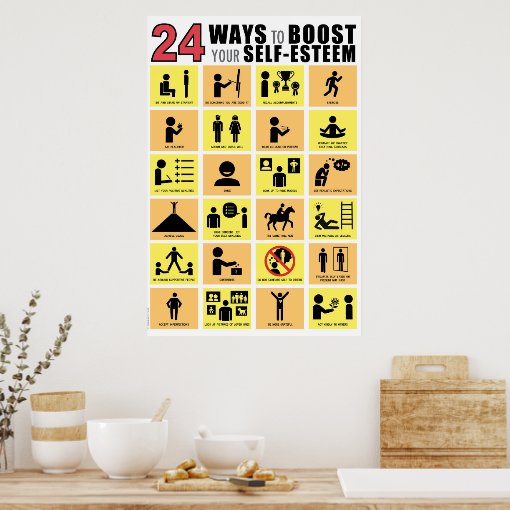 24 WAYS TO BOOST YOUR SELF-ESTEEM POSTER | Zazzle