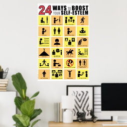 24 WAYS TO BOOST YOUR SELF-ESTEEM POSTER | Zazzle