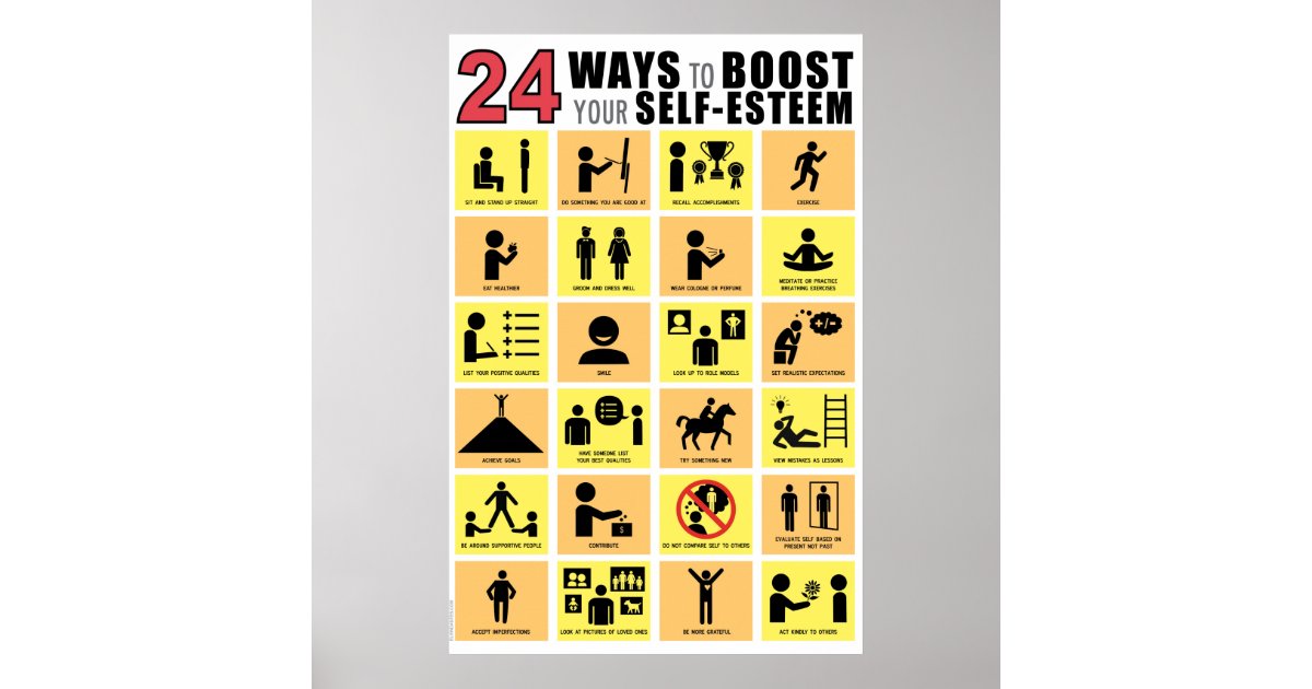 24 WAYS TO BOOST YOUR SELF-ESTEEM POSTER | Zazzle