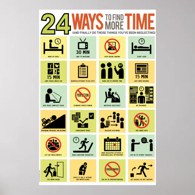 24 Ways to Find More Time Poster | Zazzle