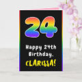 24th Birthday: Colorful Rainbow # 24, Custom Name Card | Zazzle