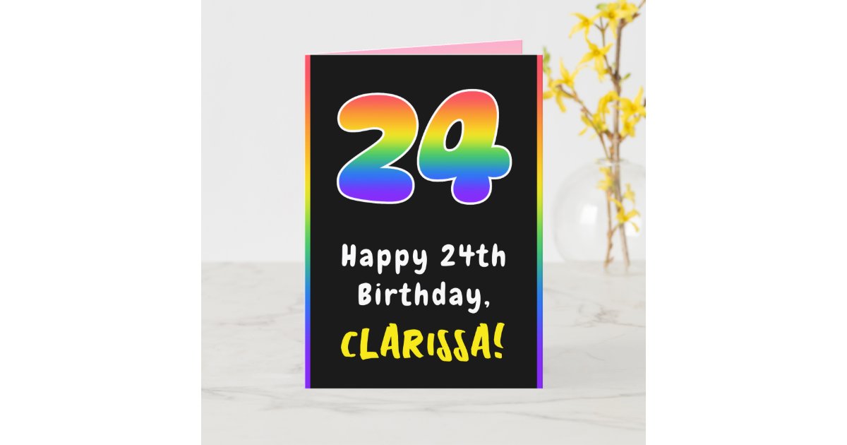 24th Birthday: Colorful Rainbow # 24, Custom Name Card | Zazzle