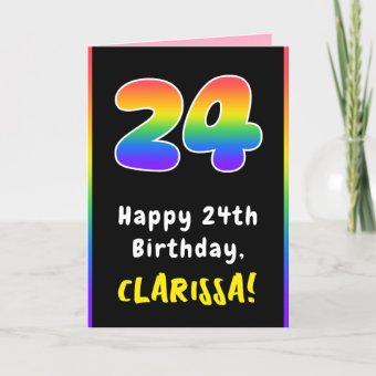 24th Birthday: Colorful Rainbow # 24, Custom Name Card | Zazzle