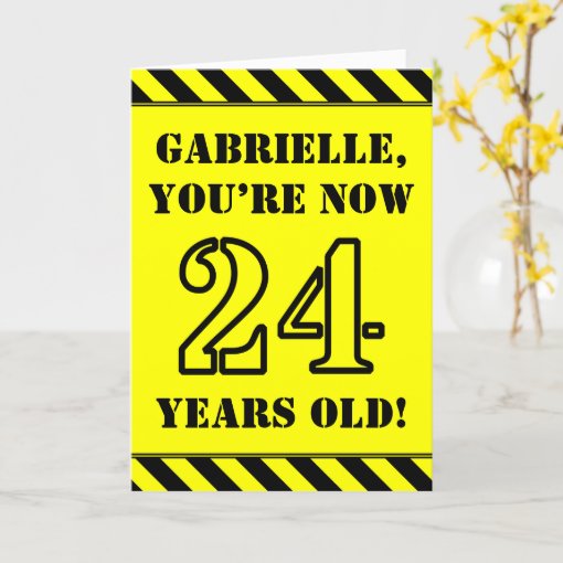 24th Birthday: Fun Stencil Style Text, Custom Name Card | Zazzle