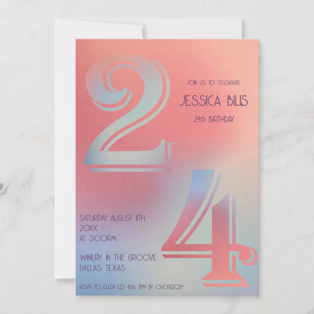 24th birthday invitation | Zazzle