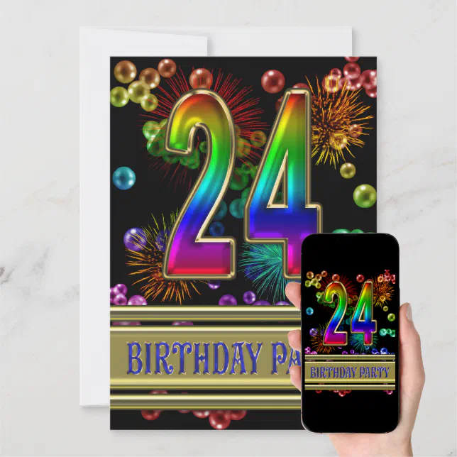 24th Birthday party Invitation with bubbles | Zazzle