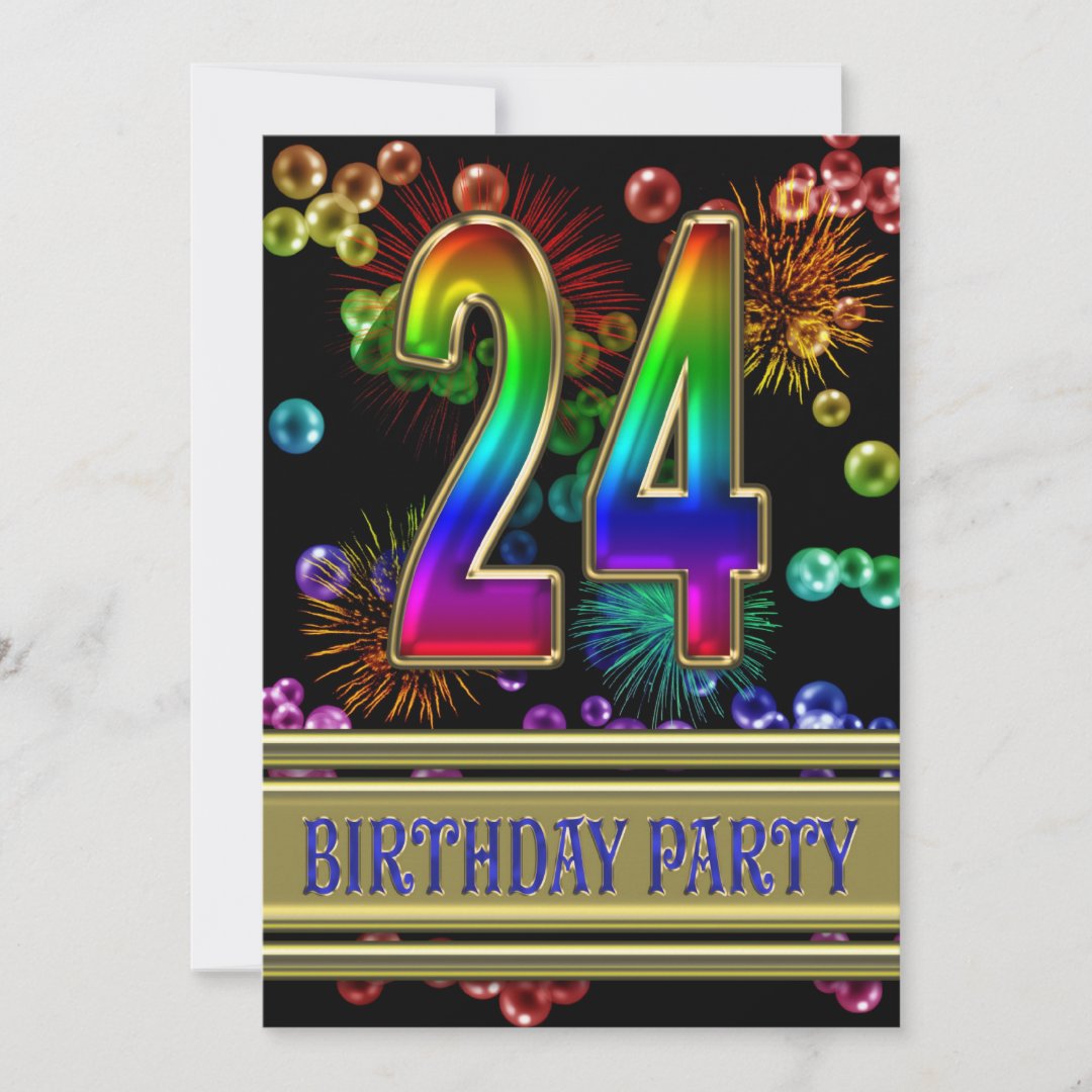 24th Birthday party Invitation with bubbles | Zazzle