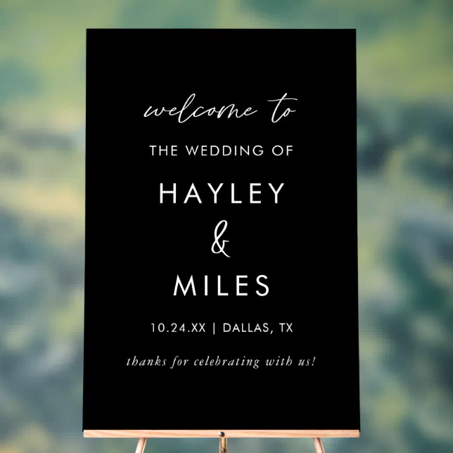 24x36 Black Minimalist Wedding Welcome Acrylic Sign | Zazzle