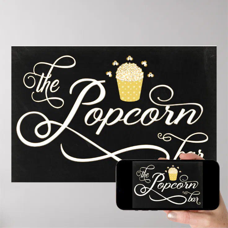 24x36 Chalkboard Popcorn Bar Sign | Zazzle