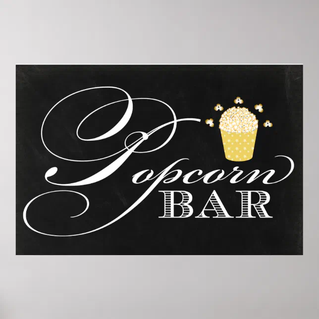 24x36 Chalkboard Popcorn Bar Sign | Zazzle