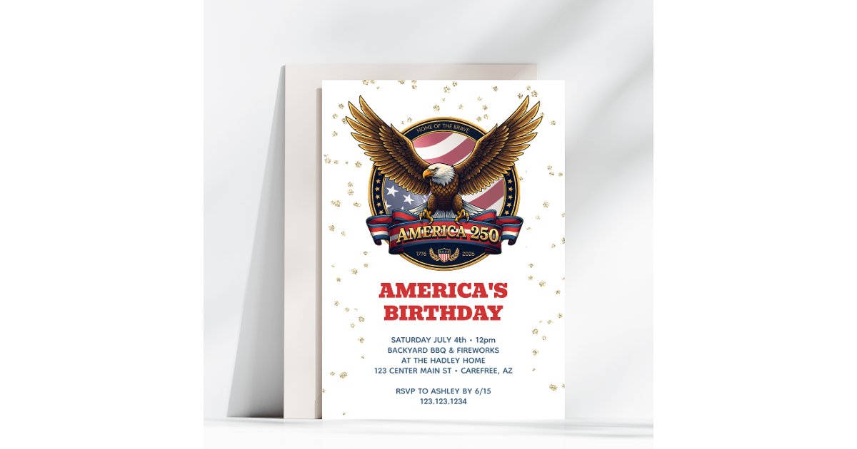 250th Anniversary USA Birthday Invitation | Zazzle
