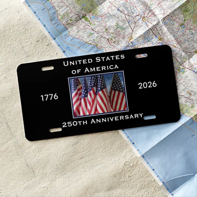 250th Anniversary USA Patriotic American Flag License Plate | Zazzle