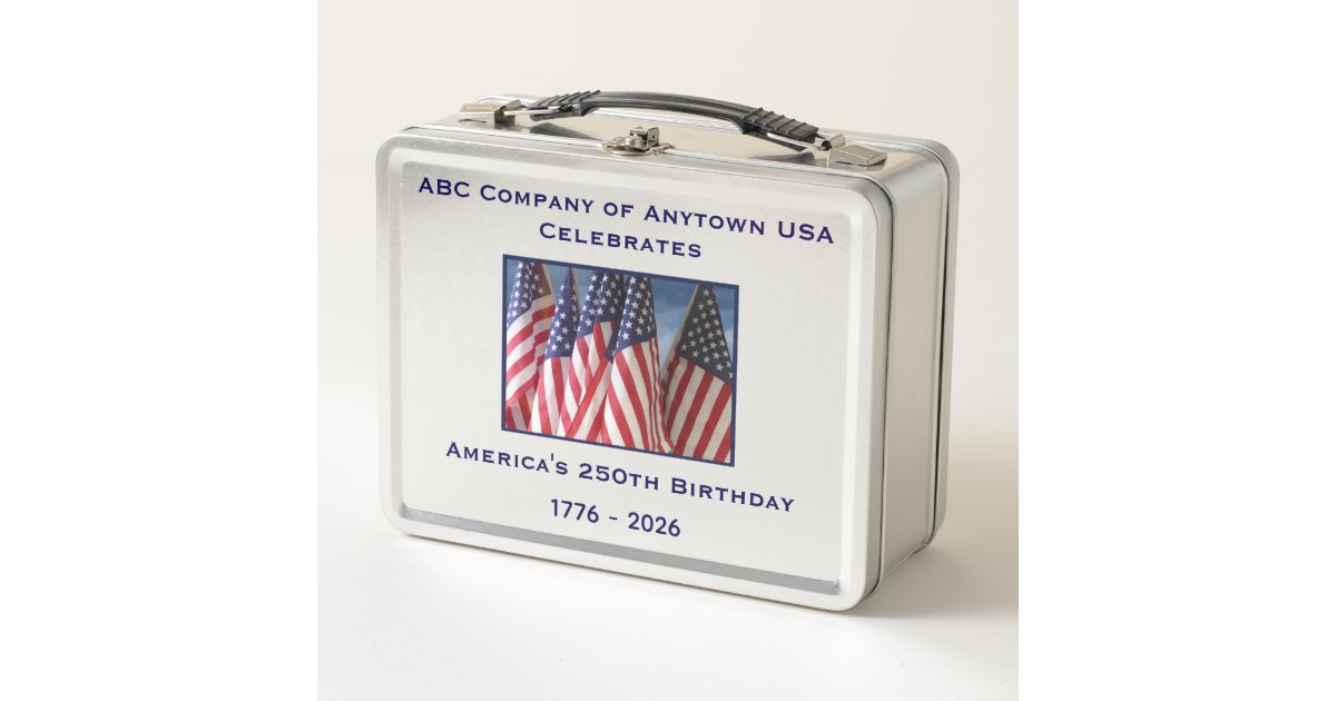 250th Anniversary USA Patriotic American Flags Metal Lunch Box | Zazzle