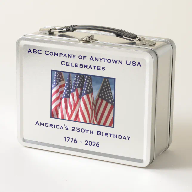 250th Anniversary USA Patriotic American Flags Metal Lunch Box | Zazzle