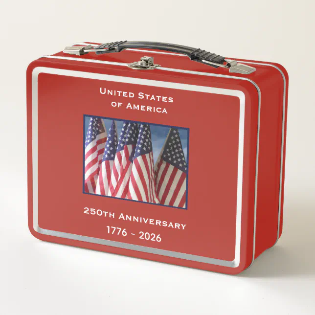 250th Anniversary USA Patriotic American Flags Metal Lunch Box | Zazzle
