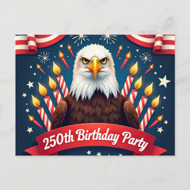 250th birthday invitation postcard | Zazzle