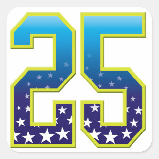 25 Age Star Square Stickers
