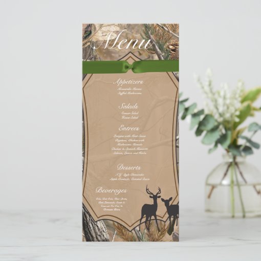 25 Menu Cards Hunters Camo Camoflauge Deer | Zazzle