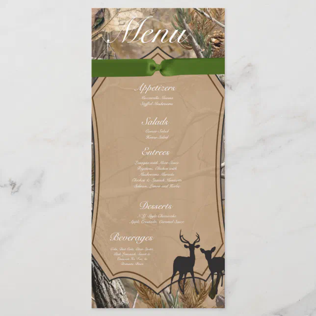 25 Menu Cards Hunters Camo Camoflauge Deer | Zazzle