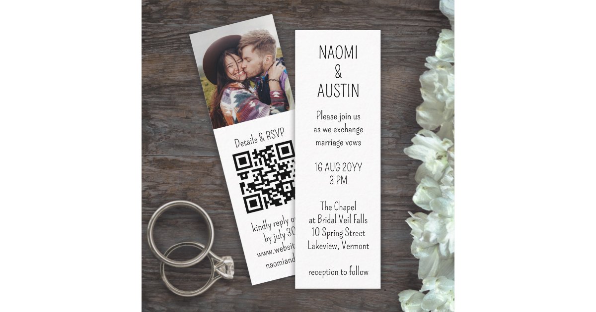 25 Pack Mini Wedding Invitation QR Code Bookmarks | Zazzle