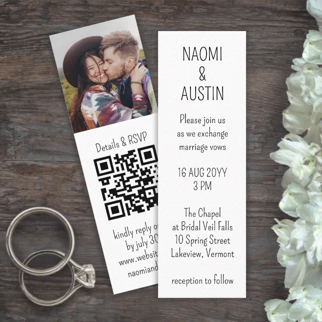 25 Pack Mini Wedding Invitation QR Code Bookmarks | Zazzle