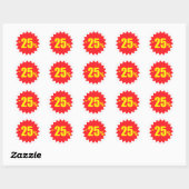 25 percent sale discount stickers, white and red classic round sticker ...