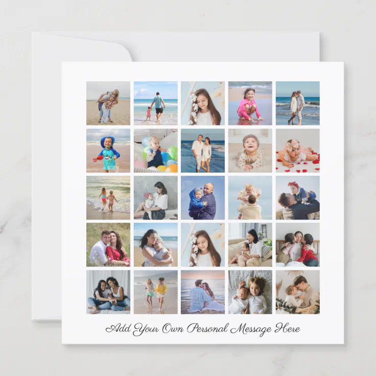 25 Photo Collage Add Your Own Greeting Card | Zazzle