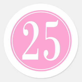 #25 Pink Circle Round Stickers