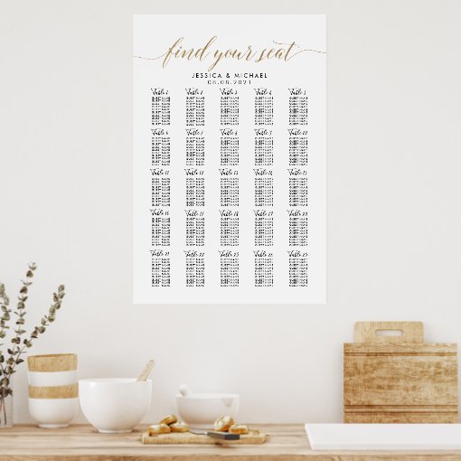 25 Table 250 Guests Large Wedding Seating Chart | Zazzle