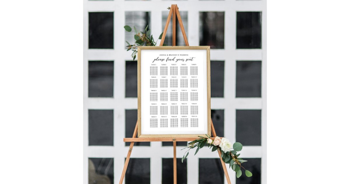 25 Table Large Wedding Guest Seating Chart | Zazzle