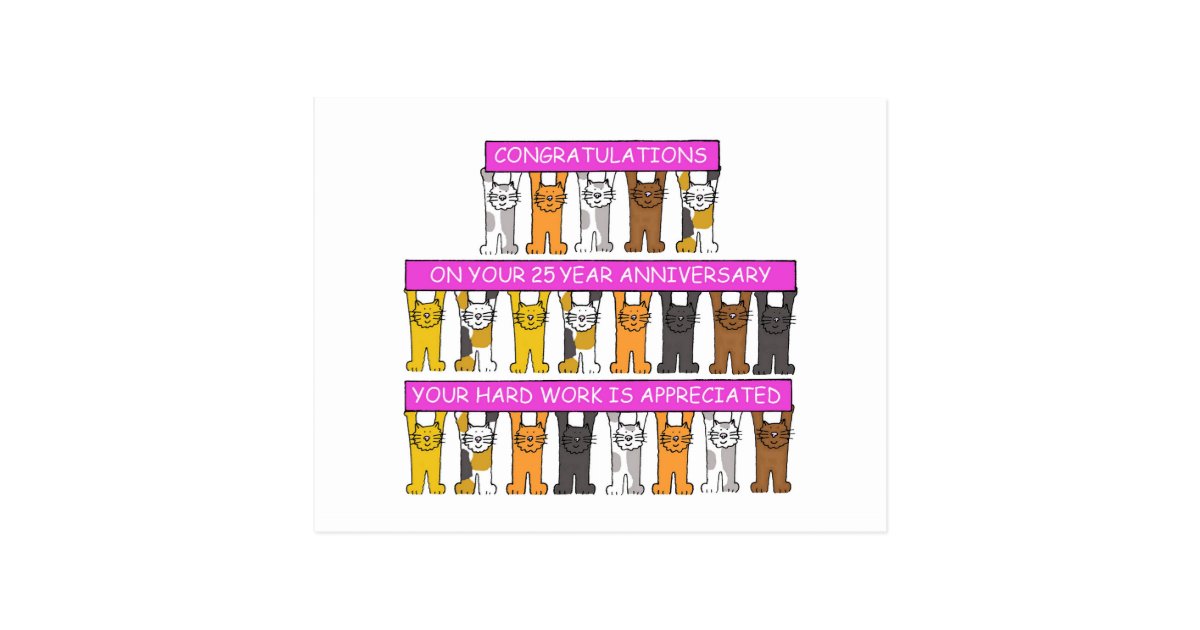 25 Year Work Anniversary Congratulations Cute Cats Postcard Zazzle 25-year-work-anniversary-congratulations-cute-cats-postcard-zazzle