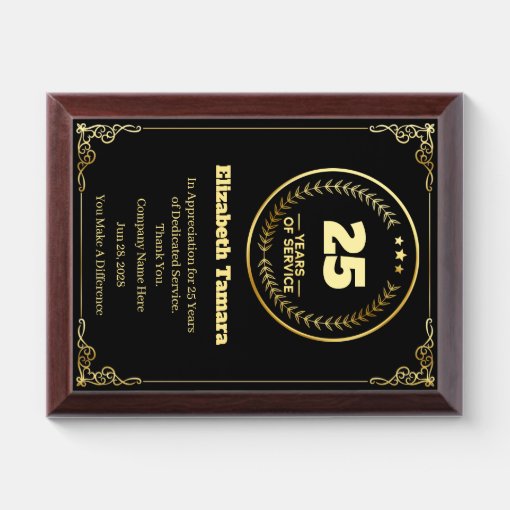 25 Year Work Anniversary | Employee Appreciation Award Plaque | Zazzle