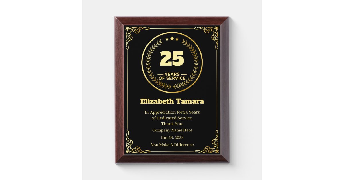 25 Year Work Anniversary | Employee Appreciation Award Plaque | Zazzle