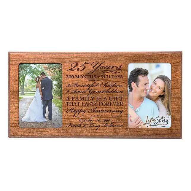 25 Years Anniversary Cherry Double Photo Frame | Zazzle
