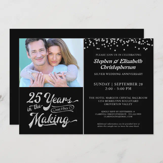 25th Anniversary 25 YEAR IN THE MAKING Confetti Invitation | Zazzle