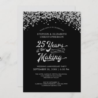 25th Anniversary 25 YEARS IN THE MAKING Confetti Invitation | Zazzle