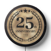 25th Anniversary Business Logo Gold Light LED Sign | Zazzle
